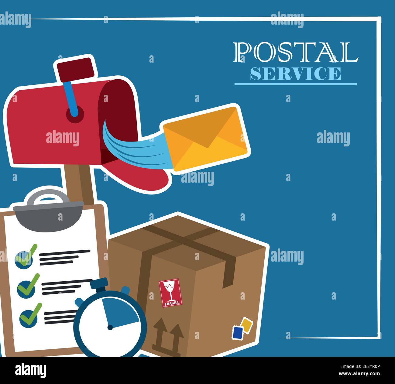 postal service, courier delivery mailbox package stopwatch and speed ...