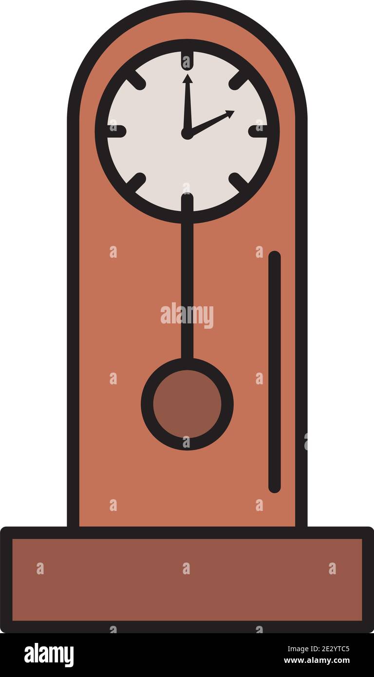 time clock analog with pendulum line and fill style icon Stock Vector ...