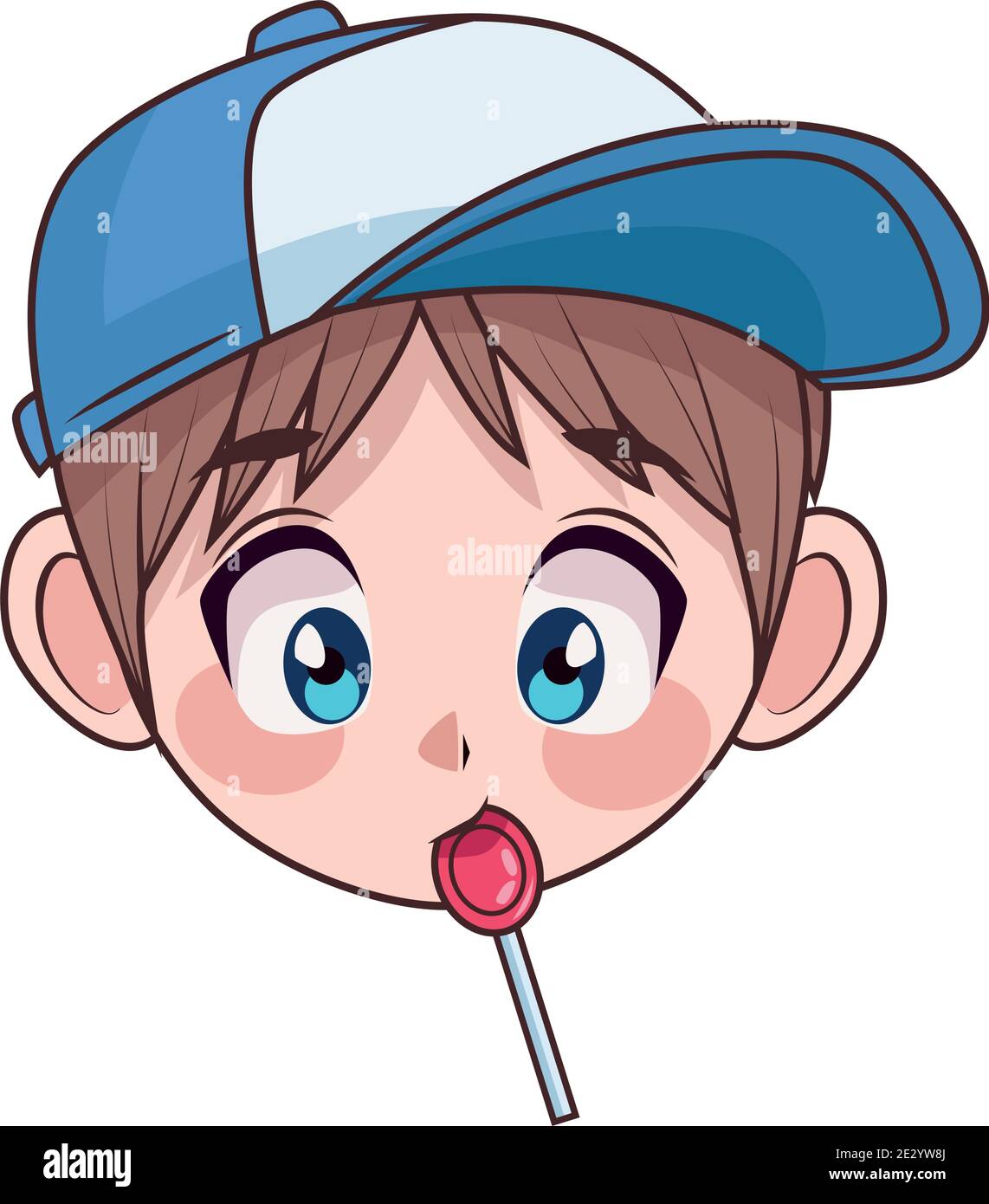 young teenager boy kid sucking lollipop head character vector ...
