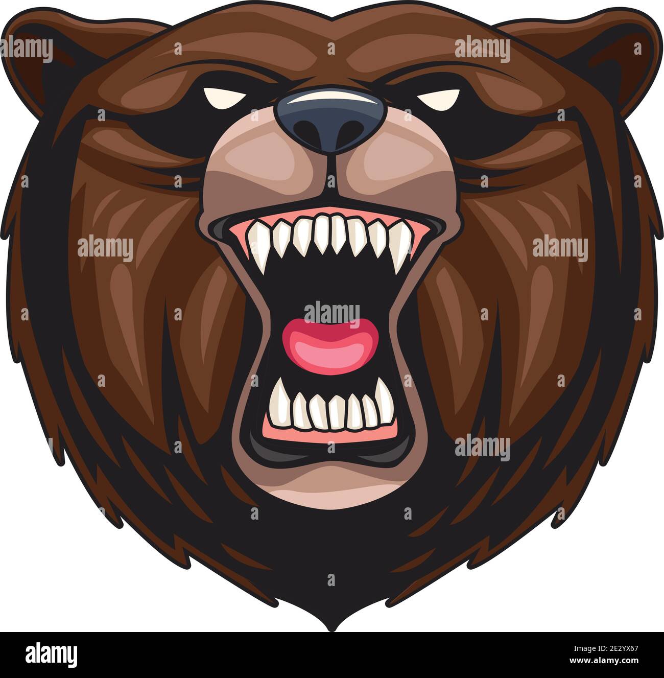 grizzly bear animal wild head colorful character vector illustration ...