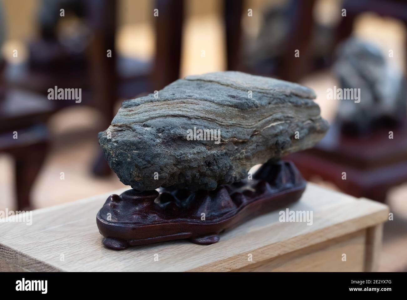 Natural stone of unusual shape. A decorative element in the interior ...