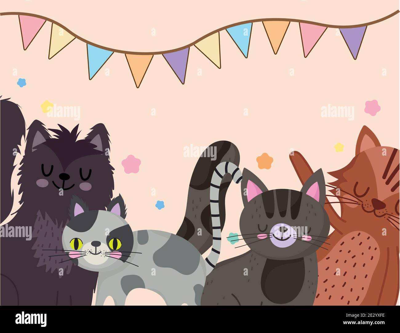 party pets cats feline animals domestic cartoon vector illustration ...