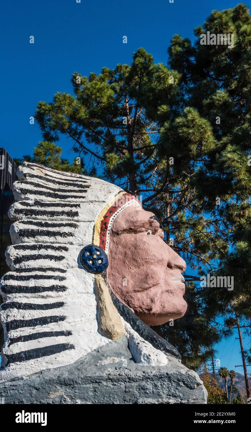 Controversial Indian head statue Stock Photo - Alamy