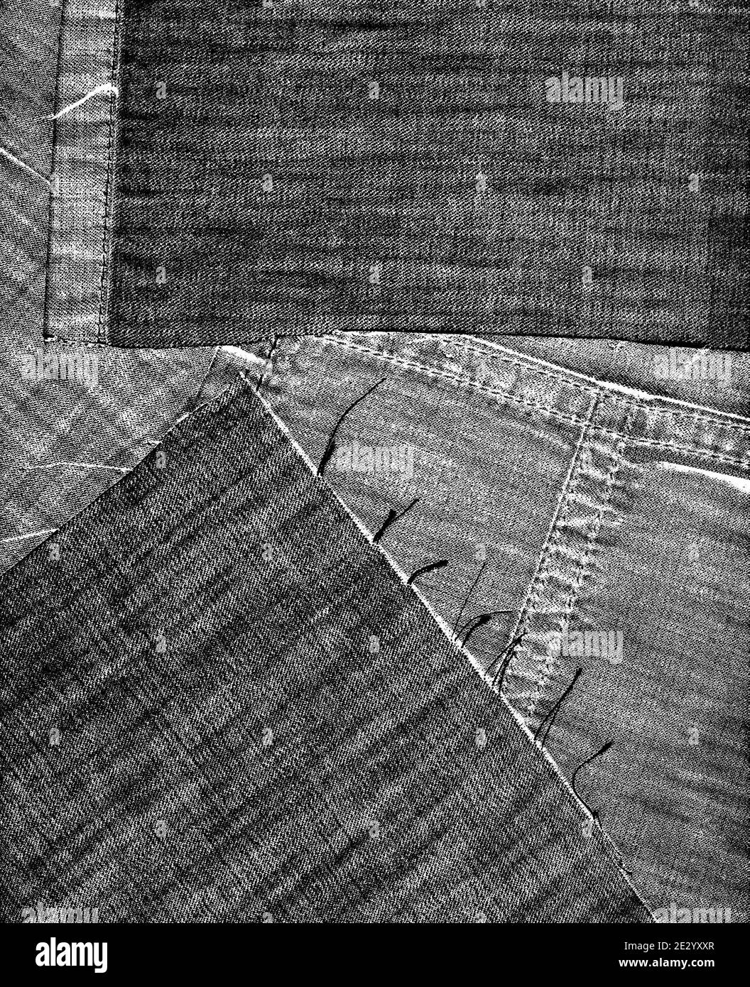 Denim fabric texture seams Black and White Stock Photos & Images - Alamy