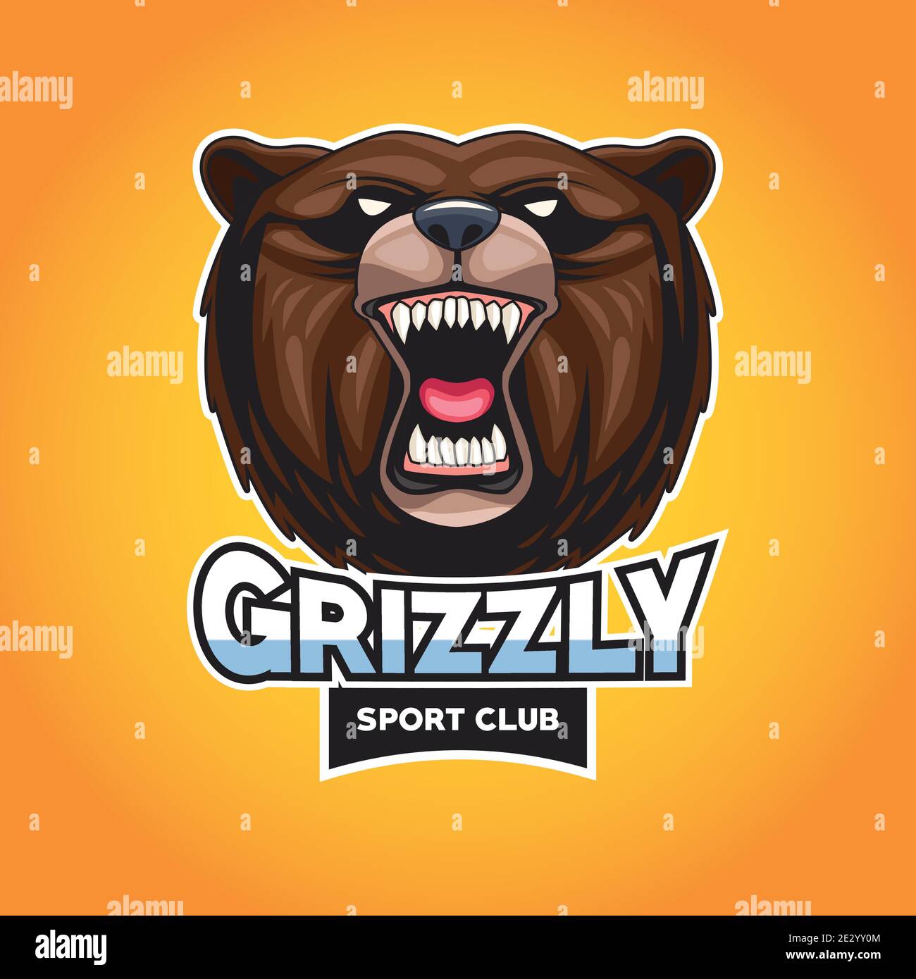 grizzly bear animal wild head character with lettering vector ...