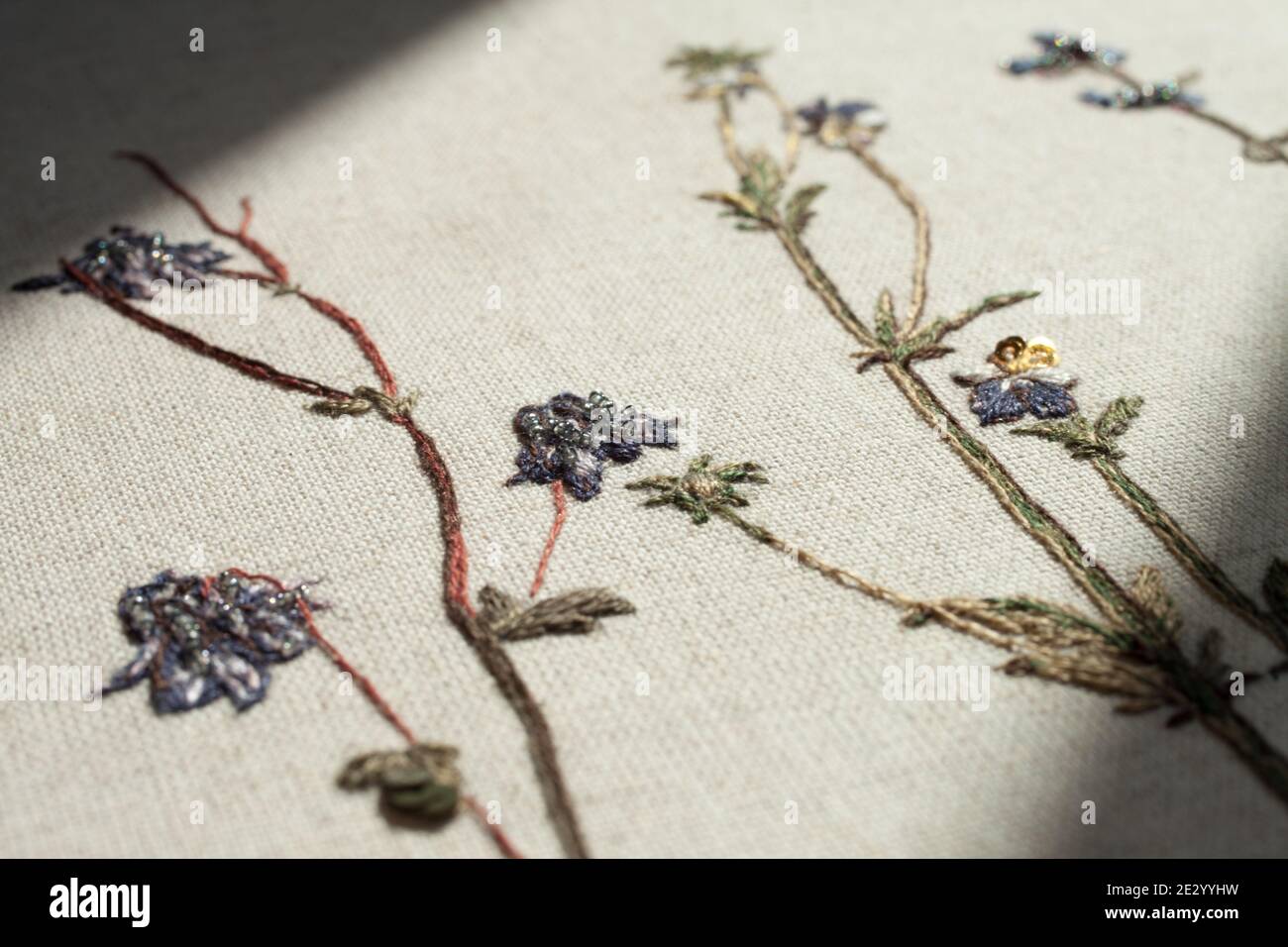 Couture embroidery of flowers. Still life by Durer with columbine ...