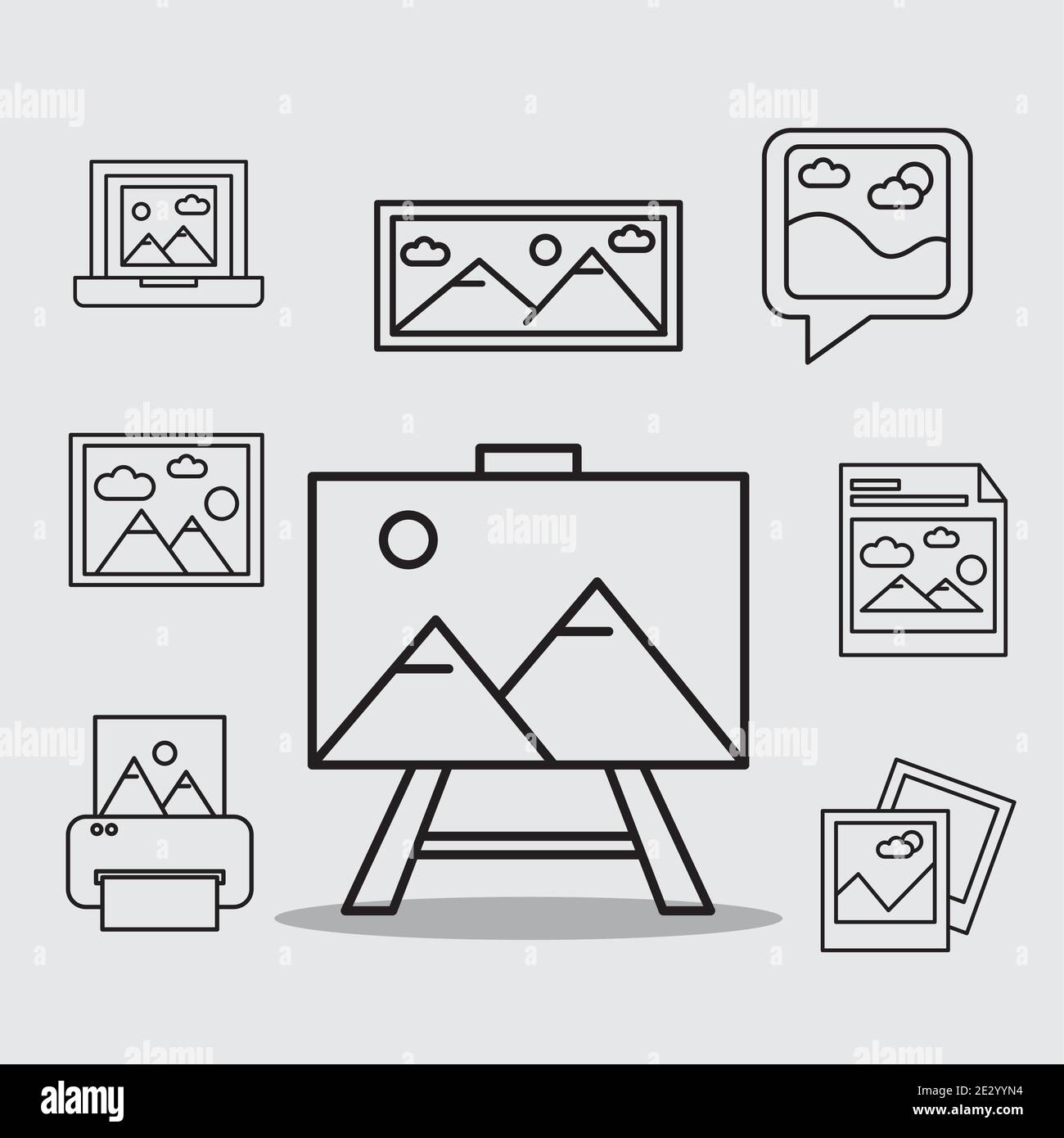 bundle of ten pictures with differents scenes line style set icons ...