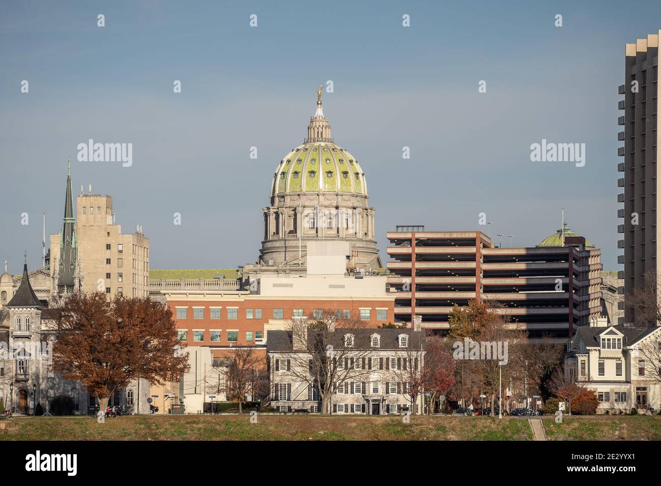 Harrisburg Pennsylvania Capitol building viewed from across the ...