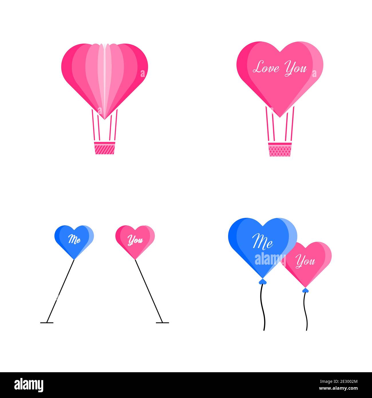 BALLOON HEART LOVE ILLUSTRATION CLIP ART ICON SET BUNDLE SUITABLE FOR ...