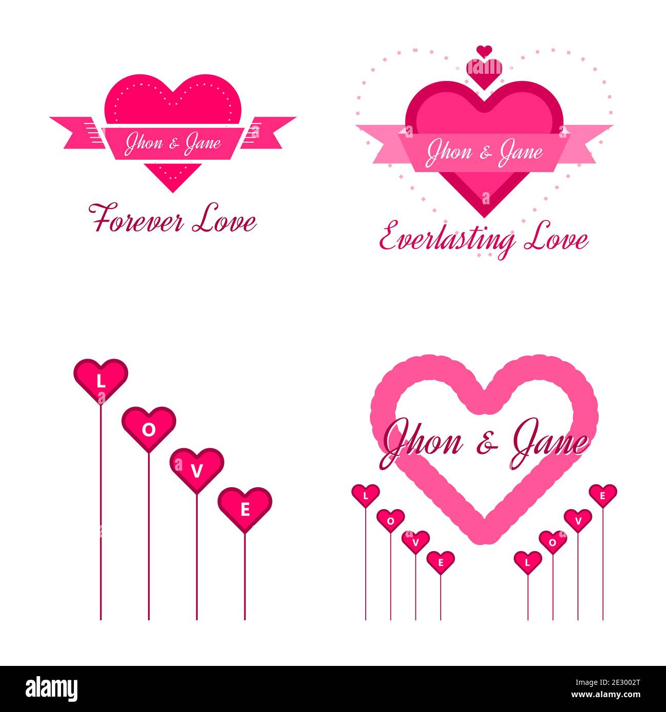 SIMPLE HEART LOVE ILLUSTRATION CLIP ART ICON SET BUNDLE SUITABLE FOR ...