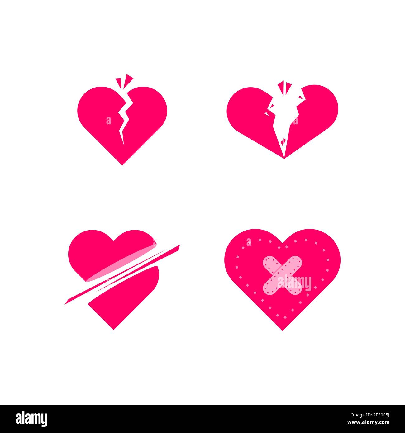 BROKEN HEART LOVE ILLUSTRATION CLIP ART ICON SET BUNDLE SUITABLE FOR ...