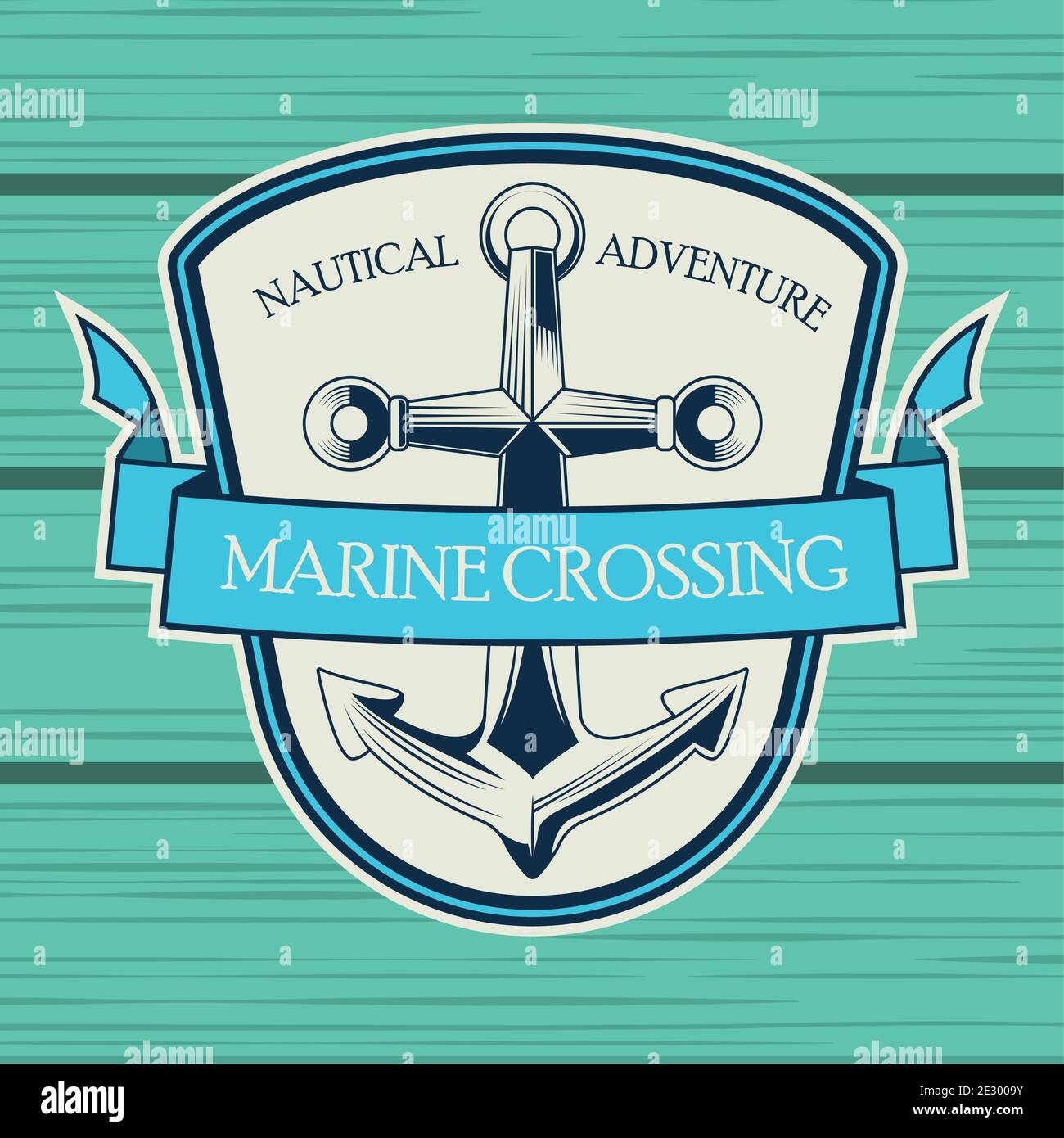 anchor nautical gray emblem in wooden background vector illustration ...