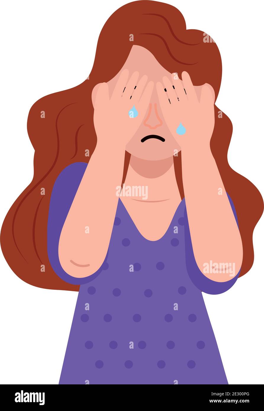woman with bipolar disorder crying character Stock Vector Image & Art ...
