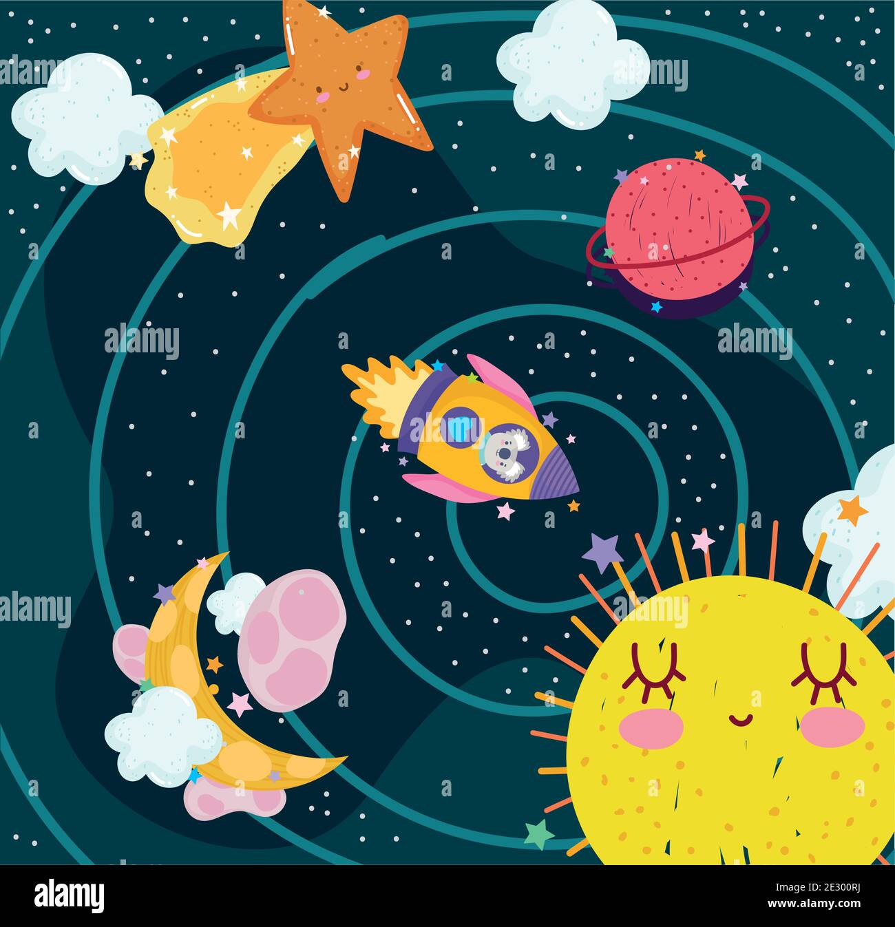 space koala in rocket planet sun and star adventure explore animal ...