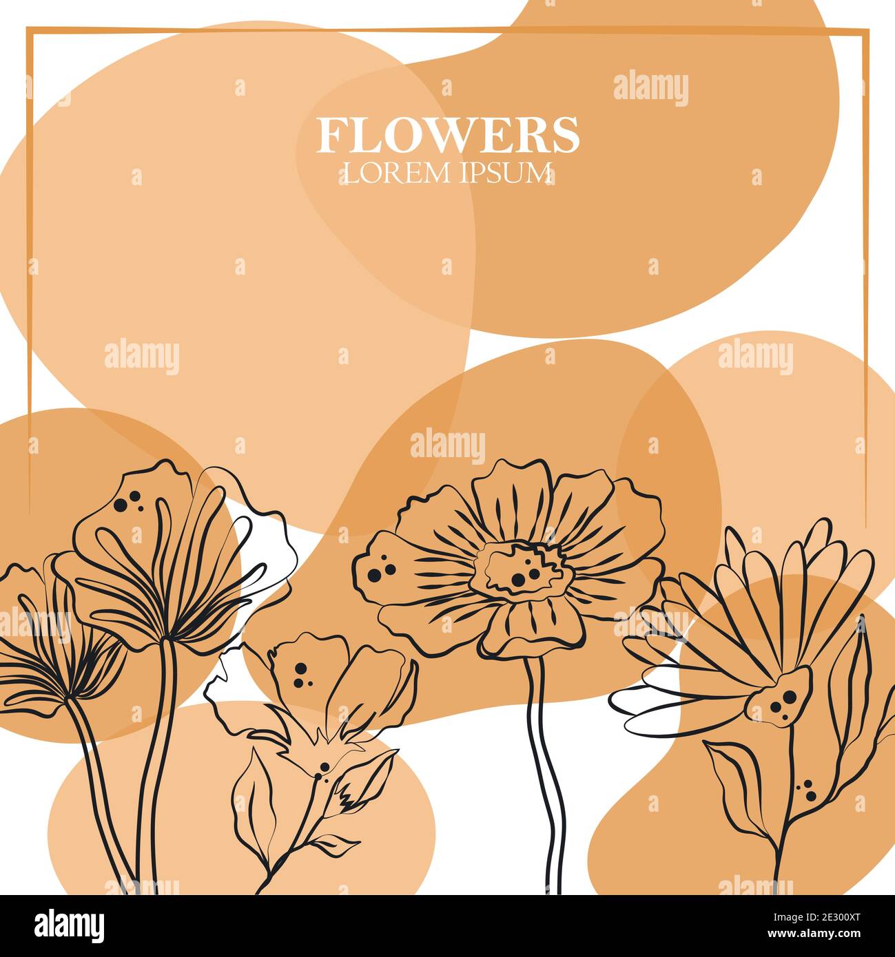 flowers floral bloom nature and botanical line with spot color vector ...