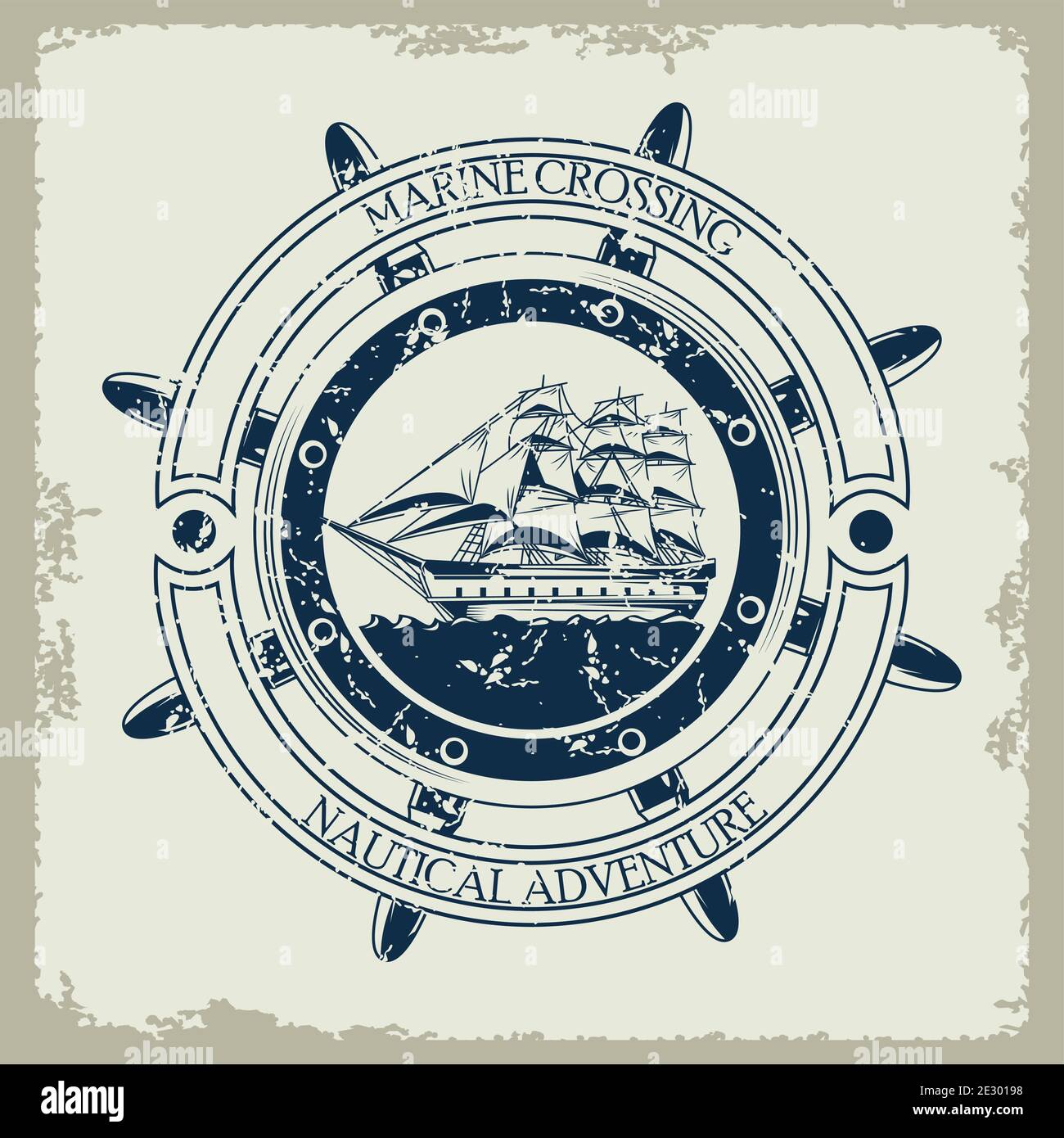 retro sailing ship nautical gray vintage emblem icon vector ...