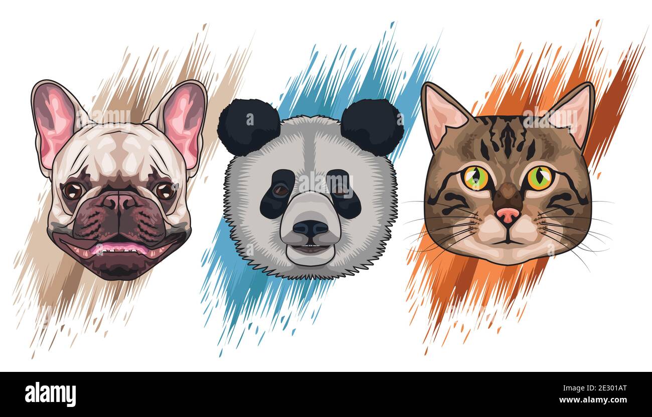 Three animals portrait Stock Vector Images - Alamy