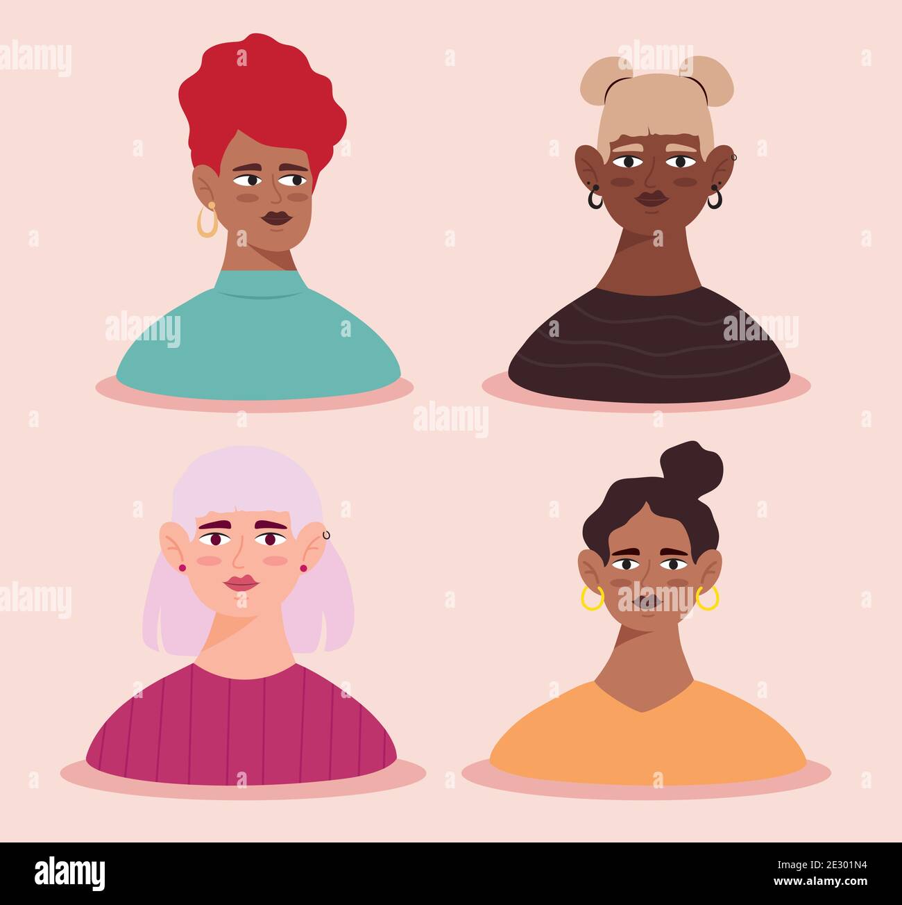 group of four young women avatars characters Stock Vector Image & Art ...