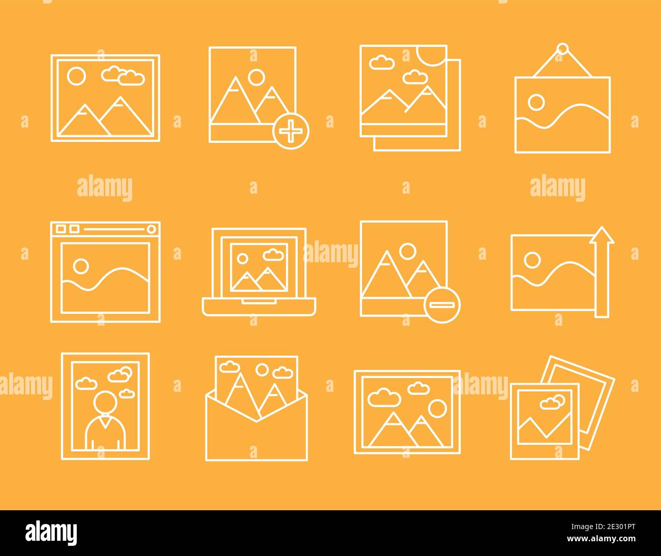 bundle of twelve pictures with differents scenes line style icons Stock ...