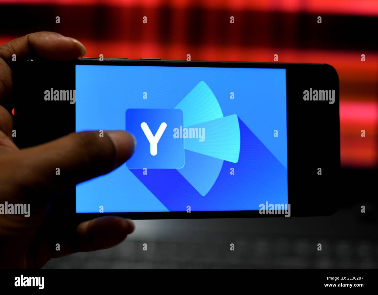 In this photo illustration a Yammer logo seen displayed on a smartphone ...