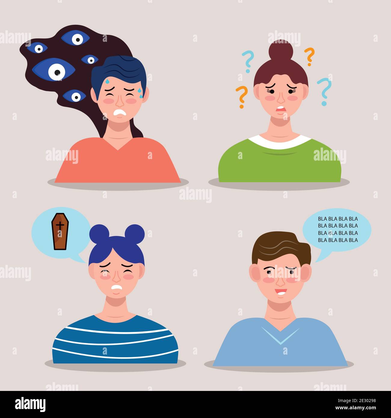 group of four persons with bipolar disorder characters Stock Vector ...