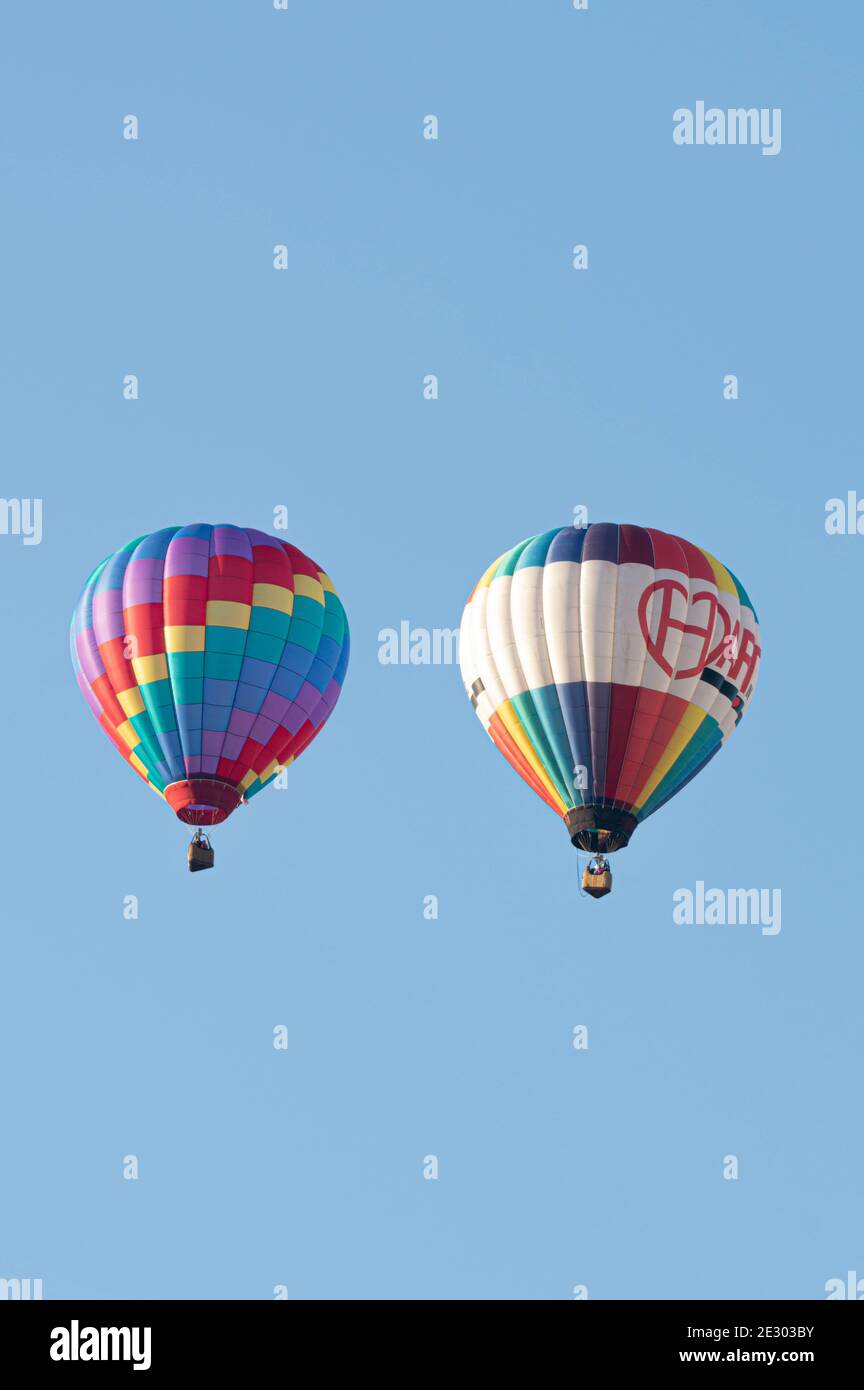 hot air balloons in flight Stock Photo - Alamy