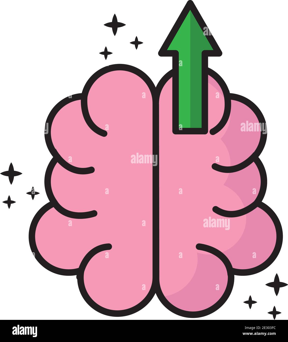 brain human organ with arrow up icon Stock Vector Image & Art - Alamy