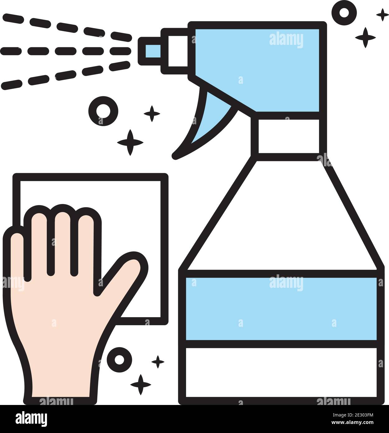 disinfectant splash bottle with hand disinfecting surface line and ...