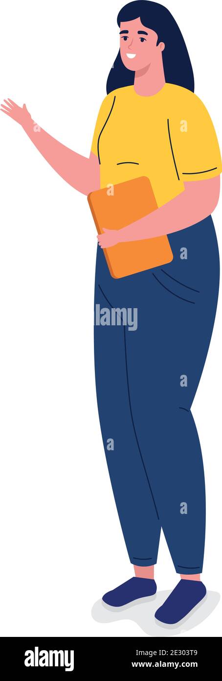 young business woman with documents avatar character Stock Vector Image ...