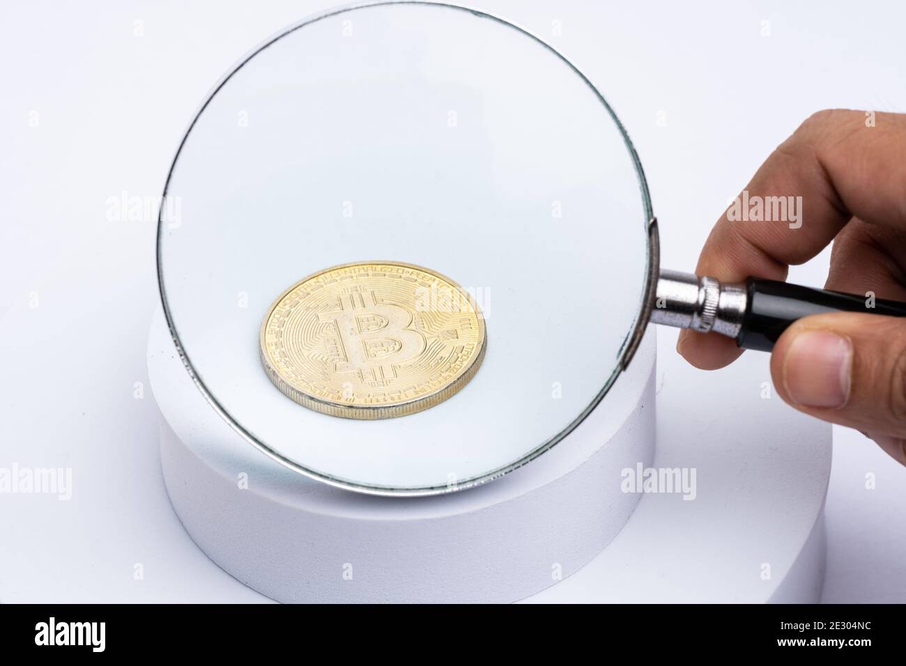 Cryptocurrency Concept. Bitcoin replica on white background Stock Photo ...