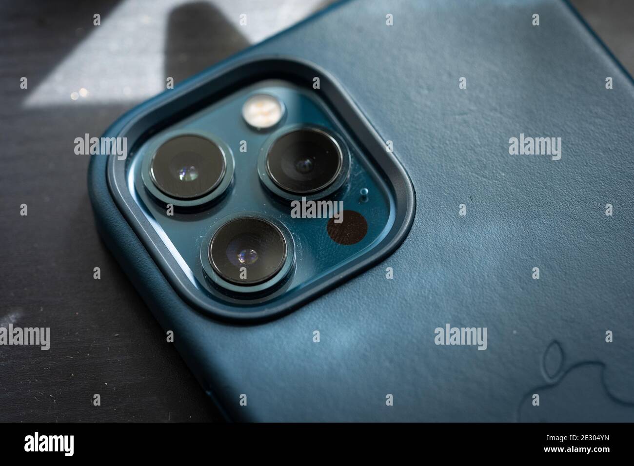 The new iphone 12 pro max, pacific blue colour Stock Photo - Alamy