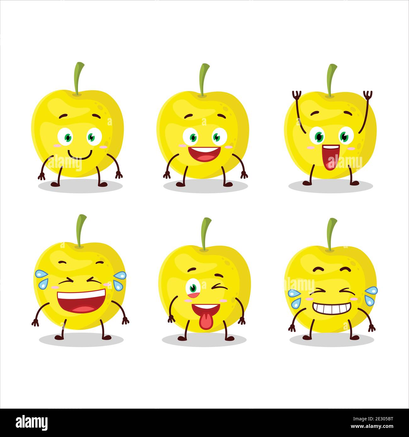 Cartoon character of yellow cherry with smile expression. Vector ...