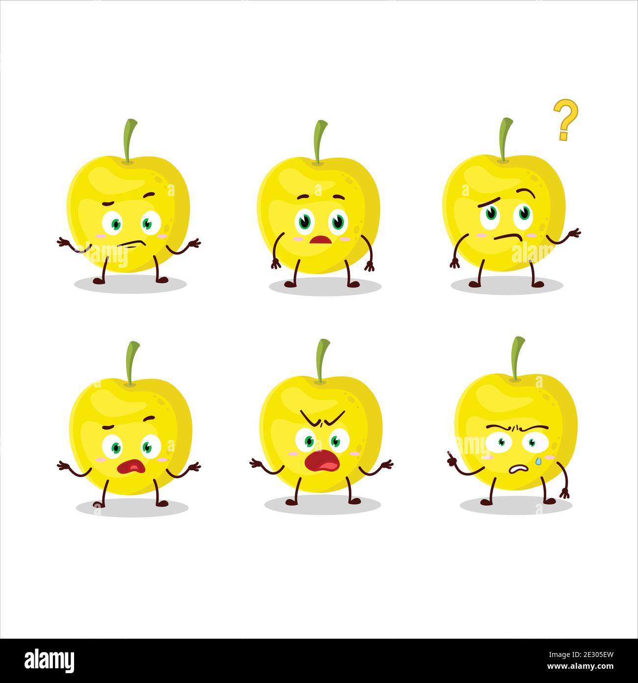 Cartoon character of yellow cherry with what expression. Vector ...