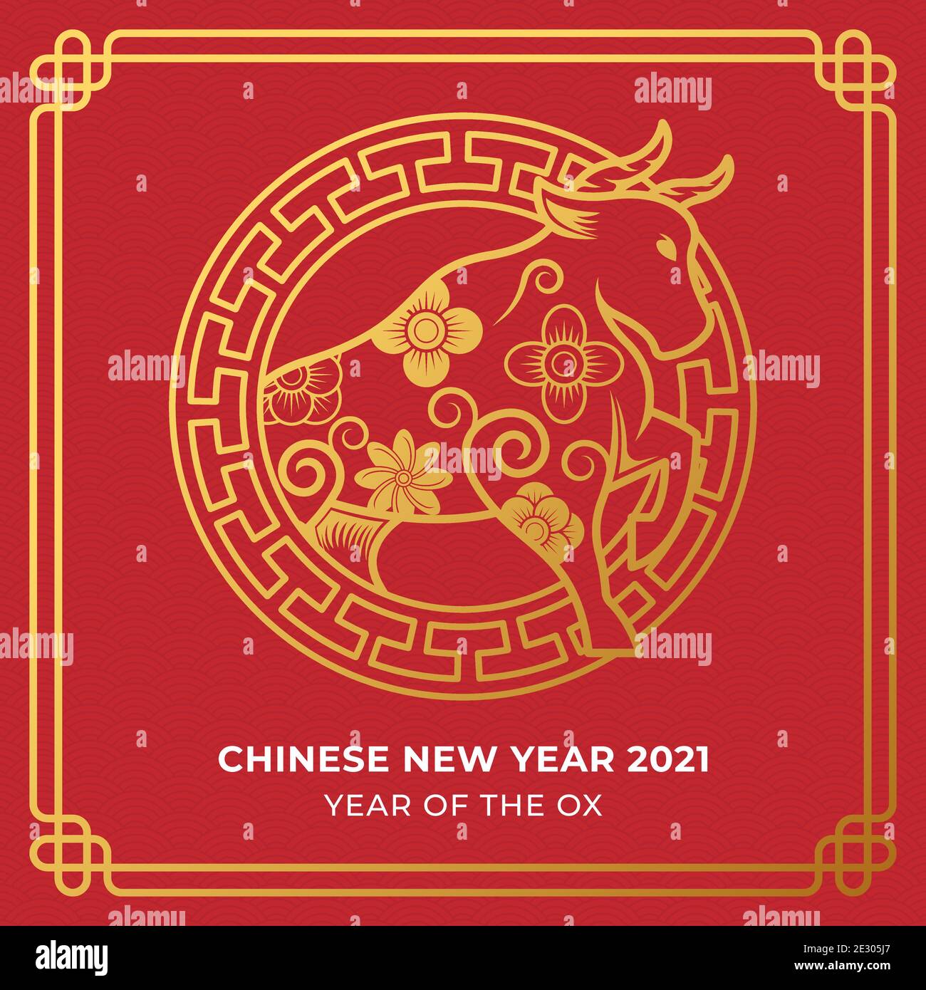Chinese New Year 2021 Year of the Ox background vector illustration ...