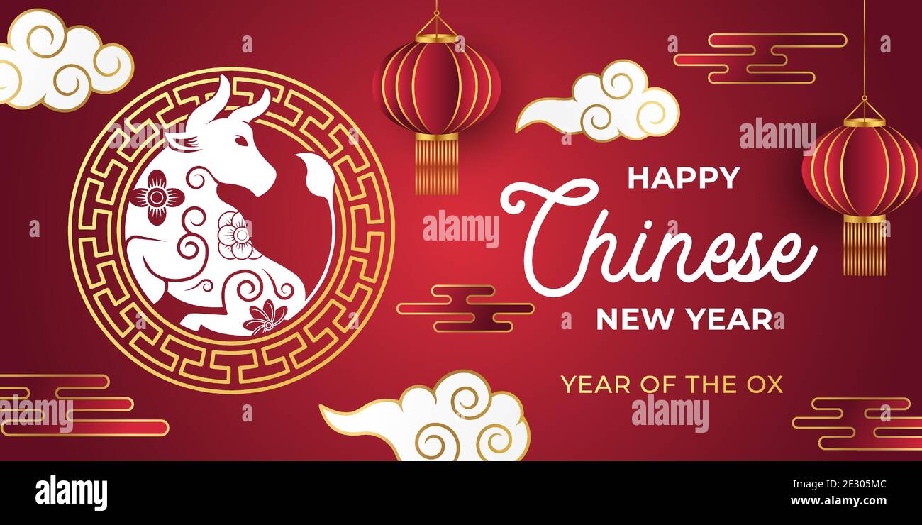 Chinese New Year 2021 Year of the Ox background vector illustration ...