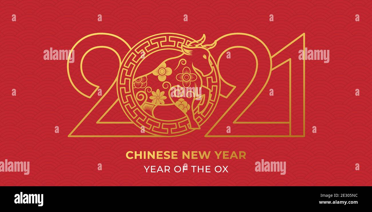 Chinese New Year 2021 Year of the Ox background vector illustration ...