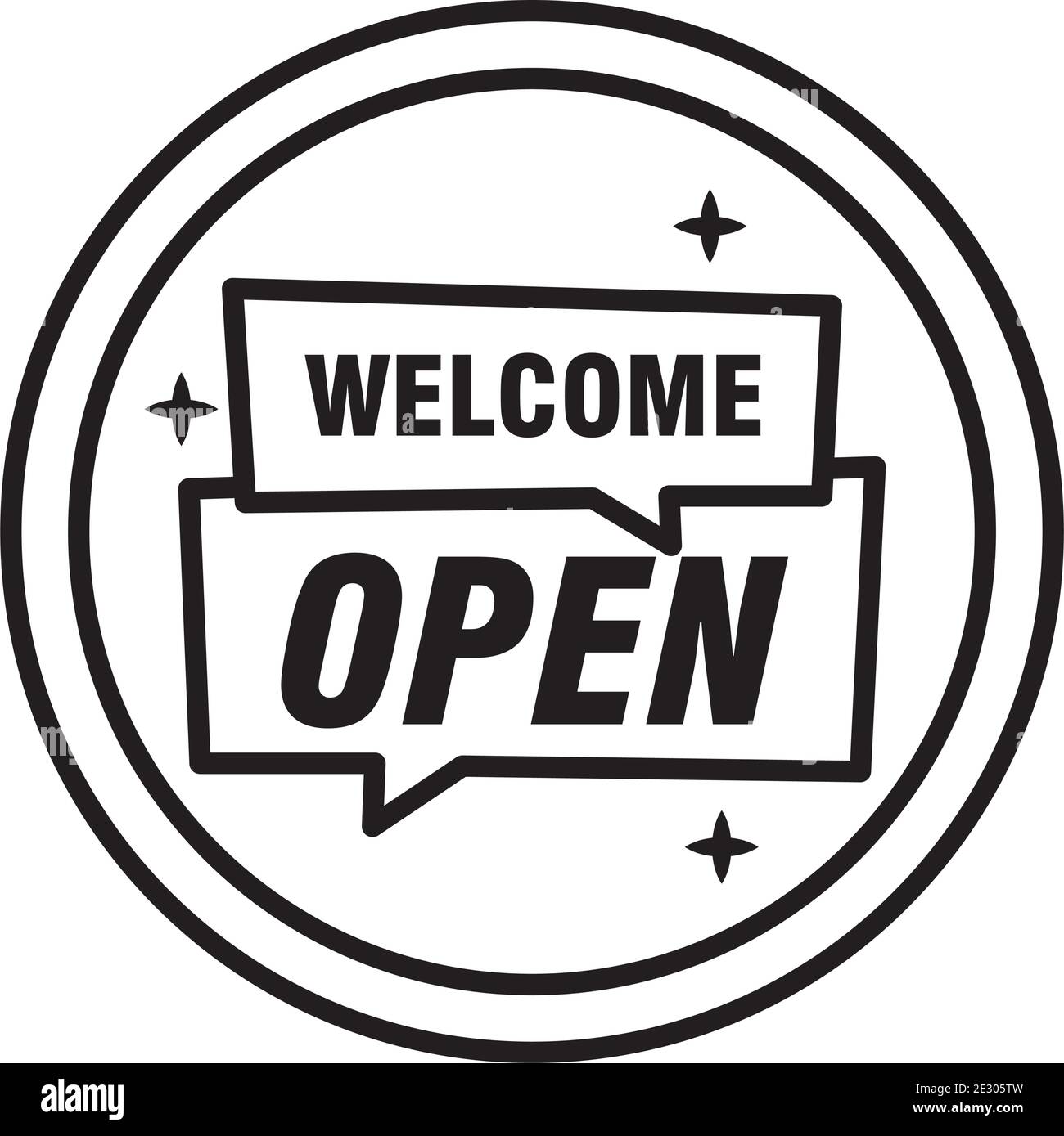 reopening lettering in speech bubbles sticker line style icon Stock ...