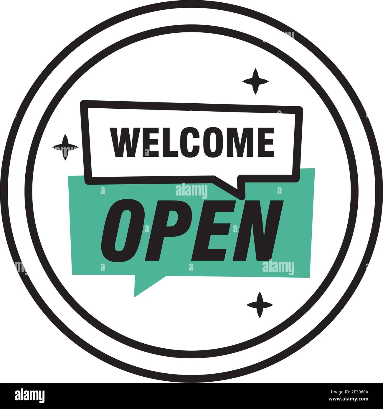 reopening lettering in speech bubbles sticker half line style icon ...