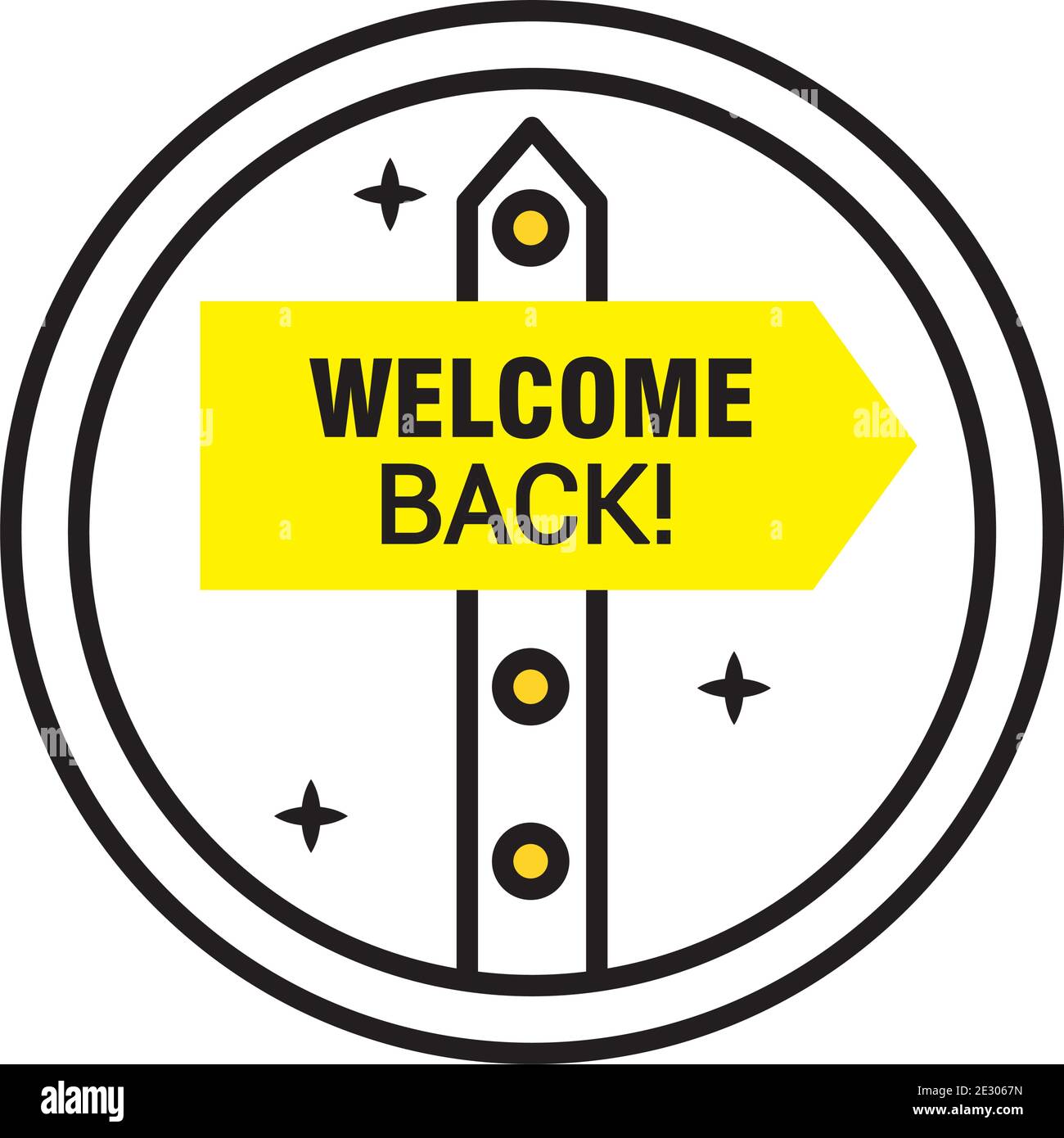 reopening lettering with arrow signal in sticker half line style icon ...