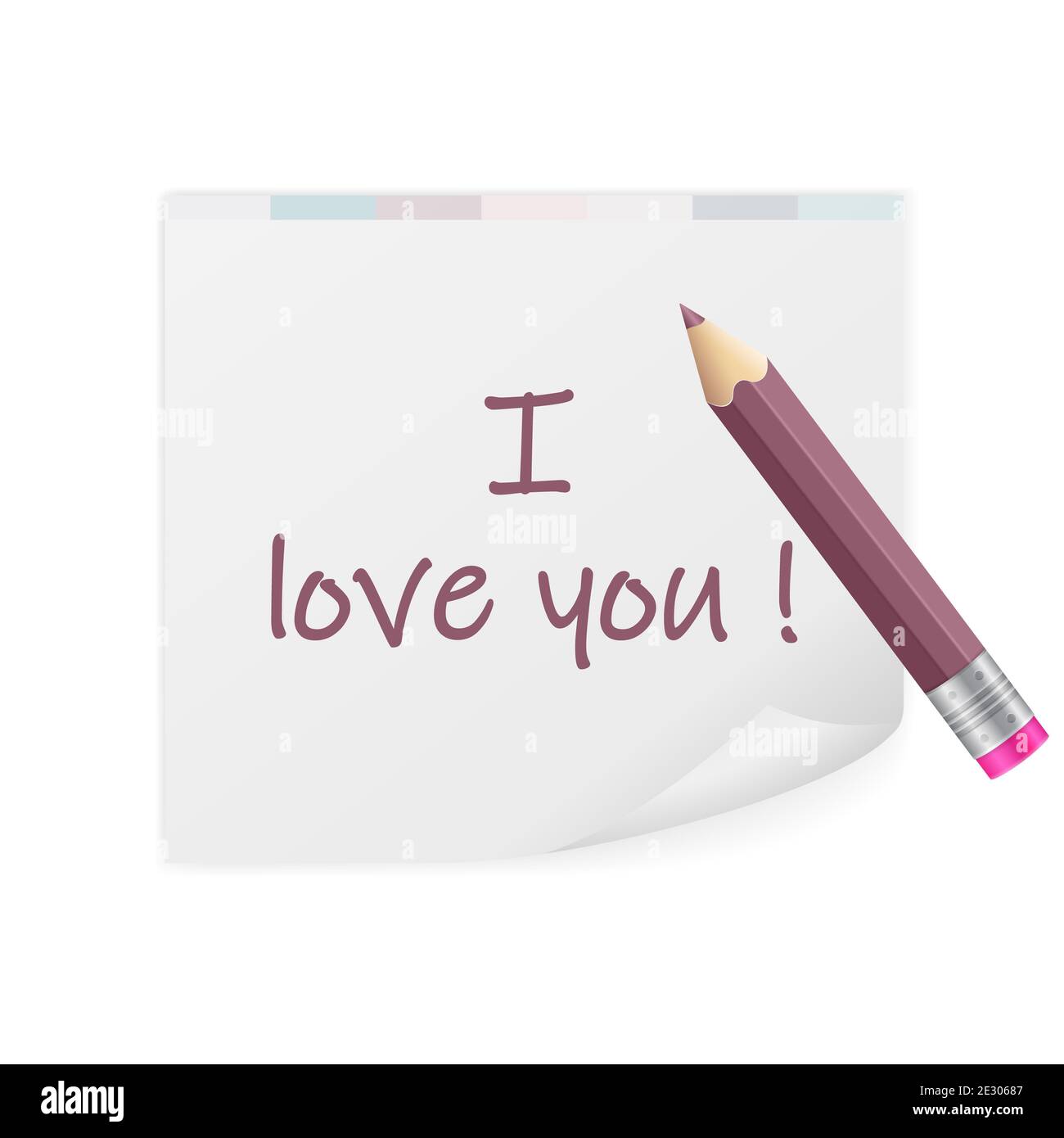 Notepad i love you text on a white background. Vector illustration ...