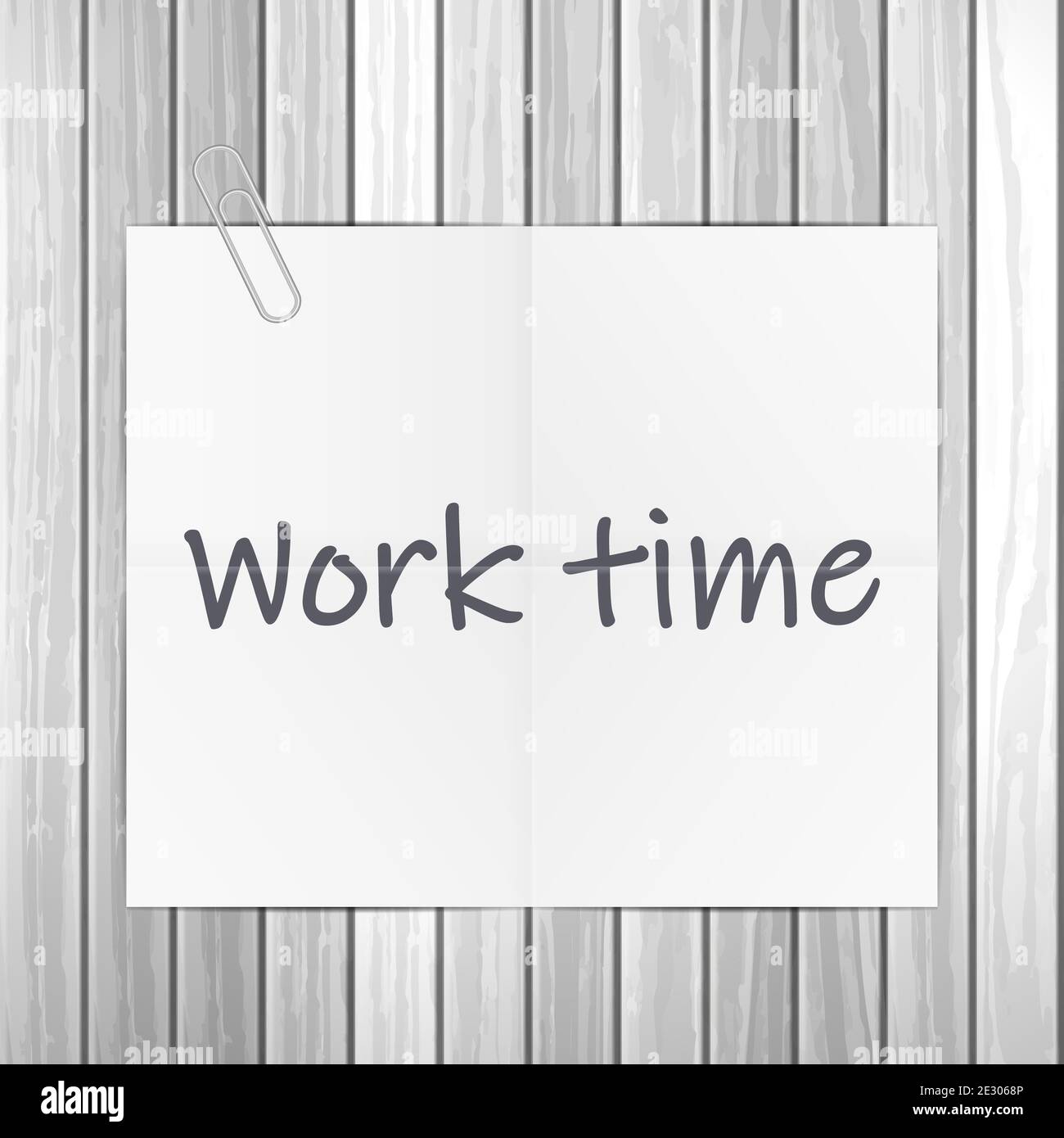 Notepad work time text on wooden background. Vector illustration Stock ...