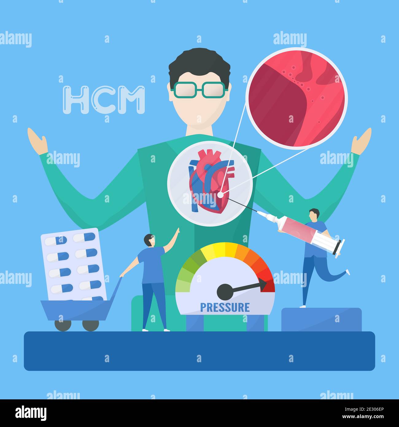 Cardiology vector illustration. This disease calls Hypertrophic ...