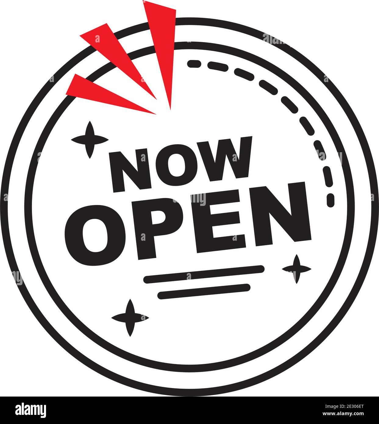 reopening lettering in sticker half line style icon Stock Vector Image ...