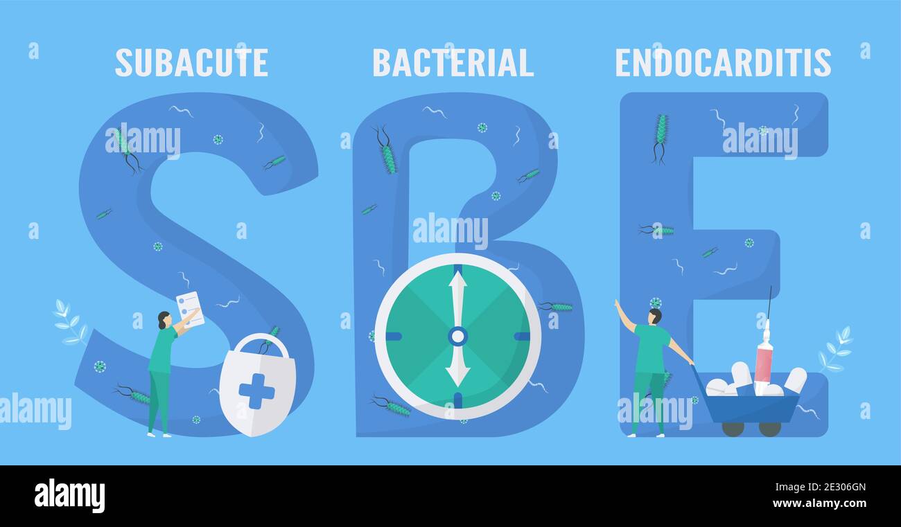 Subacute bacterial endocarditis or SBE is slowly developing type of ...