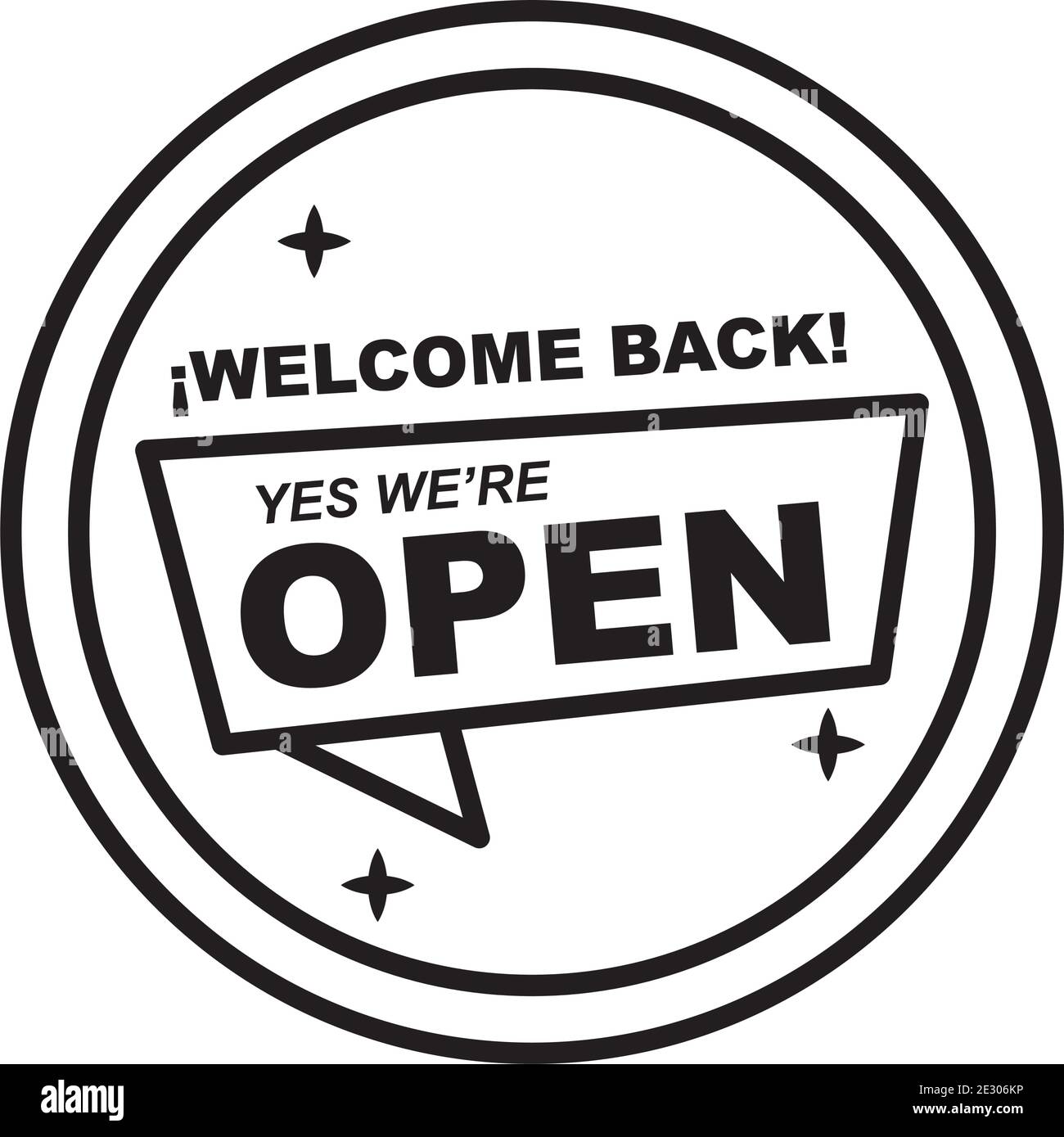 reopening lettering in ribbon sticker line style icon Stock Vector ...