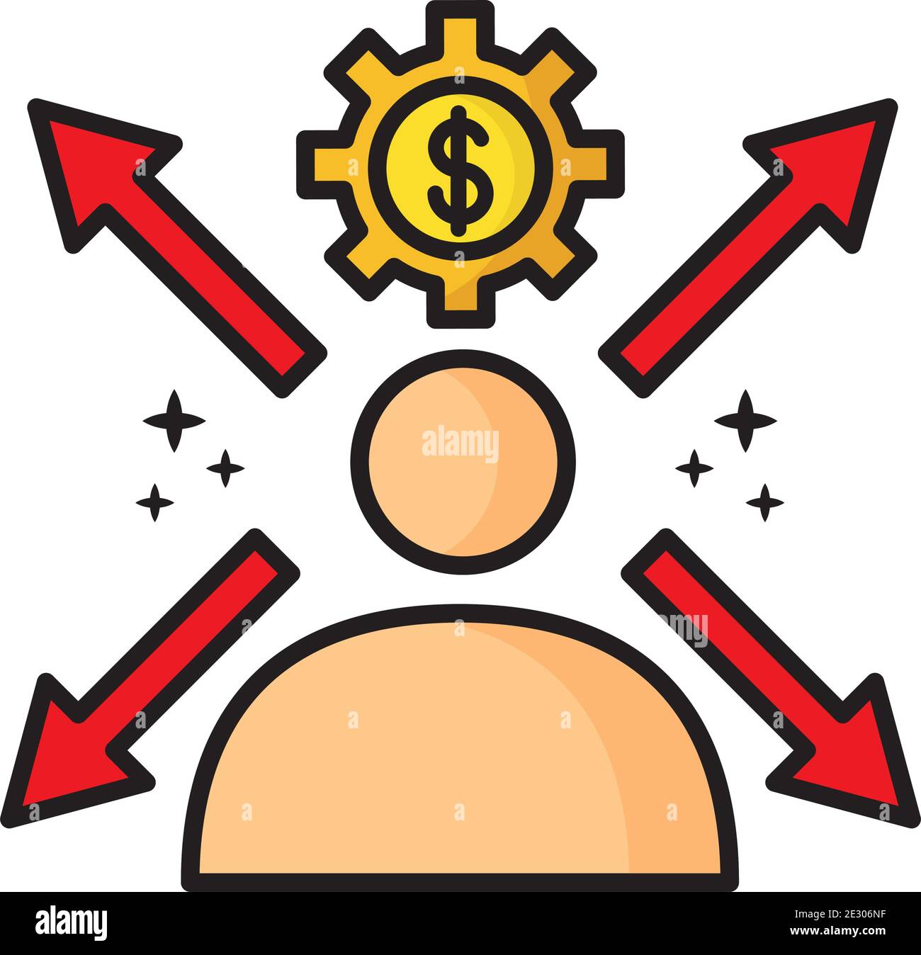dollar symbol in gear with avatar and arrows Stock Vector Image & Art ...