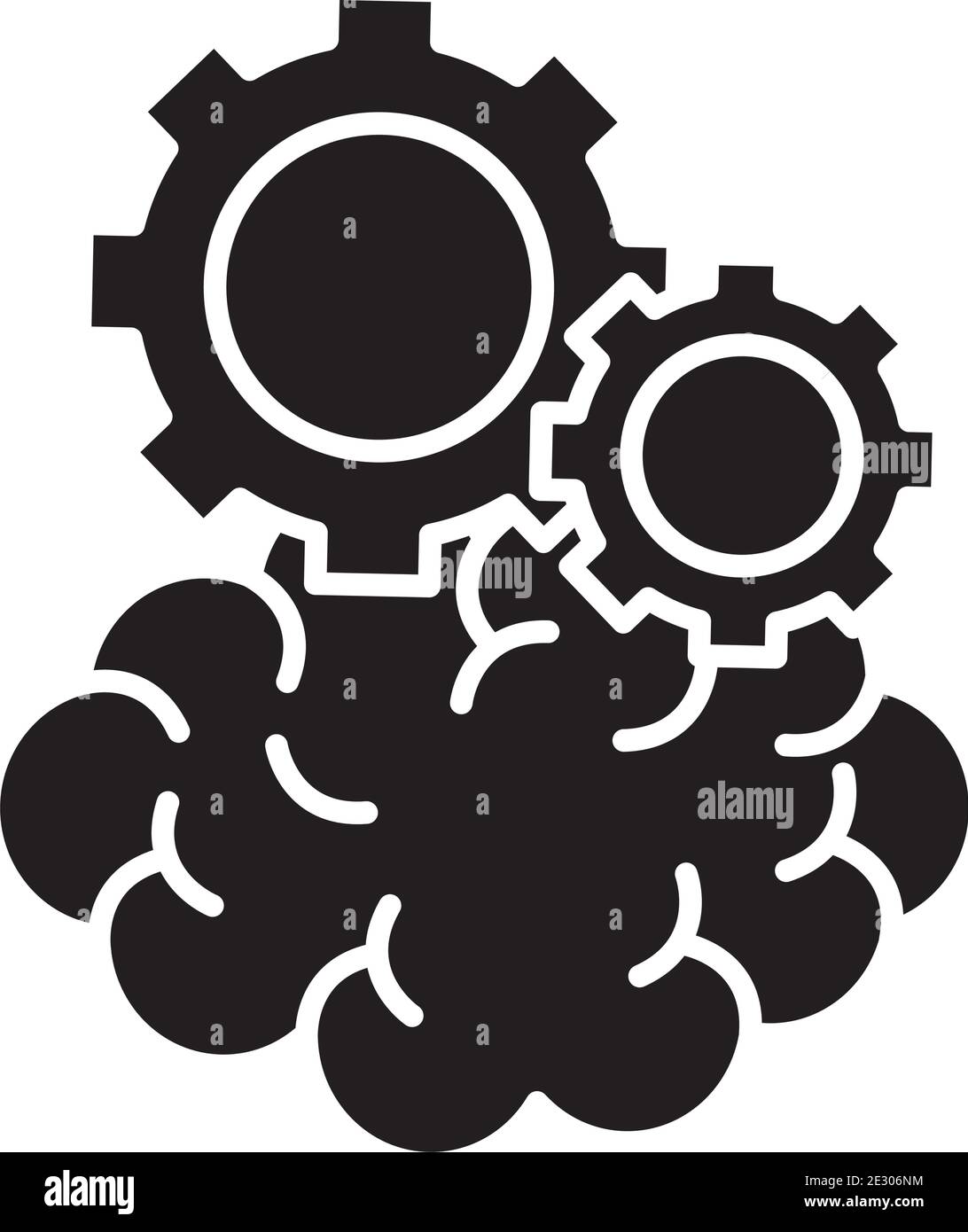 Human brain gears icon Black and White Stock Photos & Images - Alamy