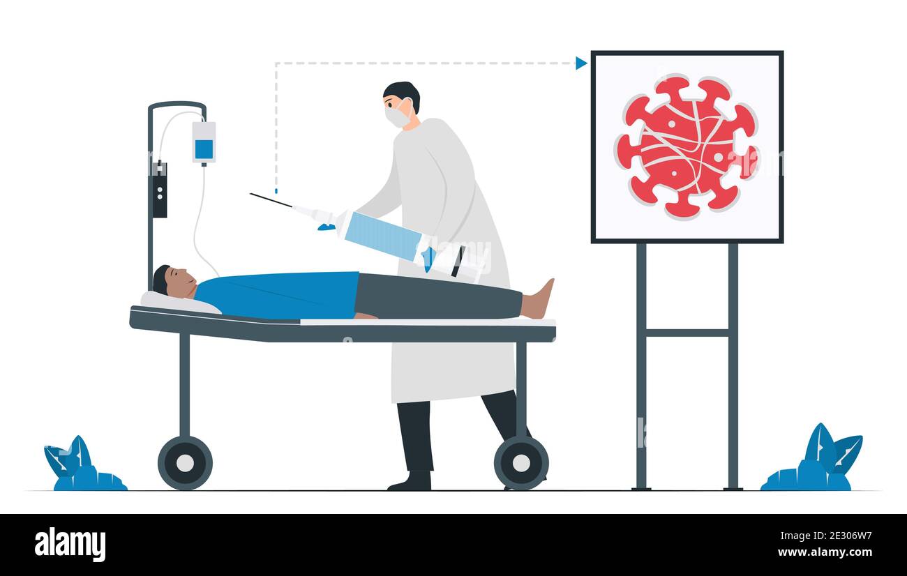 Doctor is giving a COVID-19 vaccination for patient. Fast method for ...