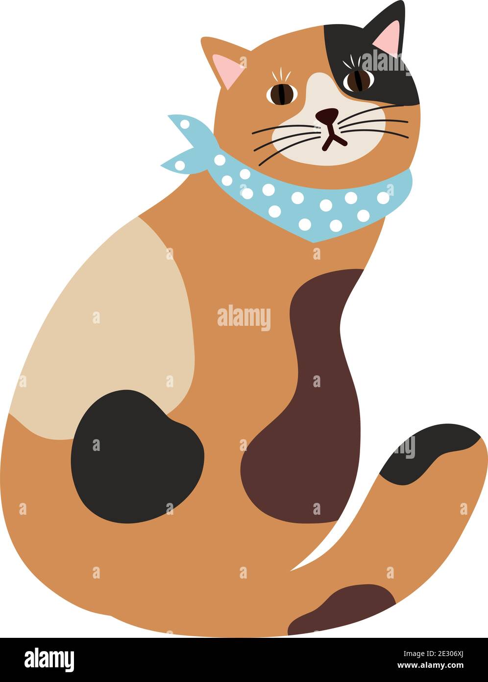 cute little cat with scarf pet mascot character Stock Vector Image ...