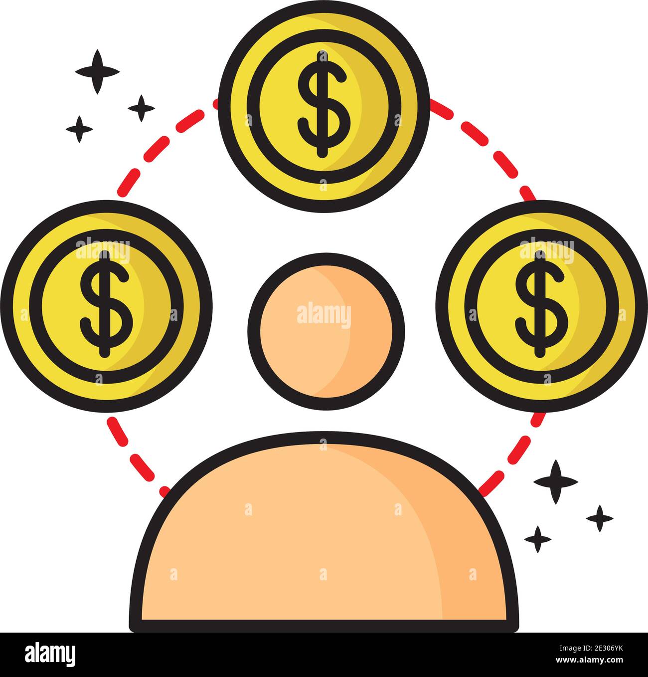 Avatars coins money dollars Stock Vector Images - Alamy